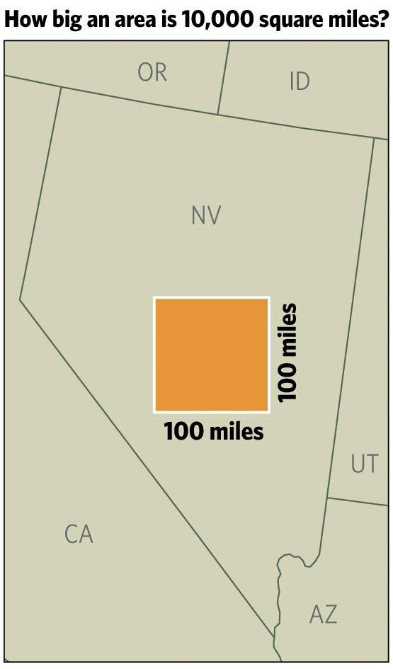 Graphic How Big Is 10 000 Square Miles Las Vegas Sun News Graphic How Big Is 10 000 Square Miles Las Vegas Sun News