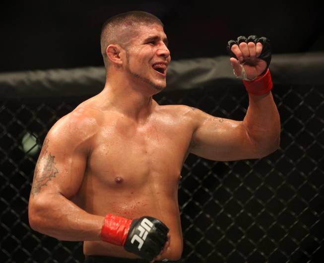 UFC 104 undercard - Joe Stevenson celebrates after beating Spencer ...