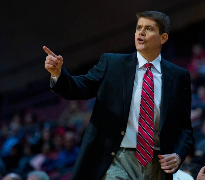 UNLV Basketball vs. St. Katherine - UNLV's head coach Dave Rice relays ...