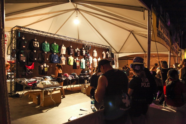 2015 EDC: Night 2 - The merchandise tent at the 2015 Electric Daisy ...