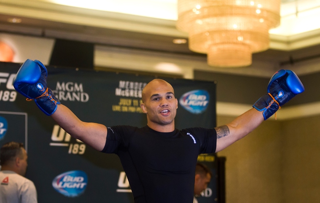 UFC 189 Workout Sessions - UFC 189 fighter Robbie Lawlor entertains the ...