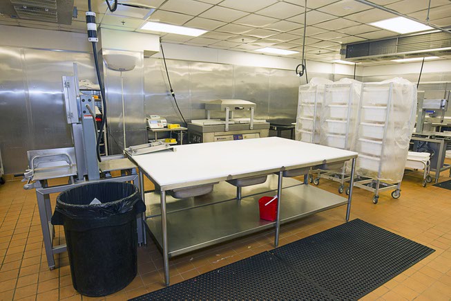 Aria Warehouses and Delivery Dock Tour - The butcher room is shown in ...