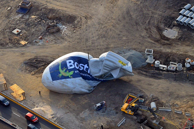 Blimp makes emergency landing at construction site, deflates - Las ...