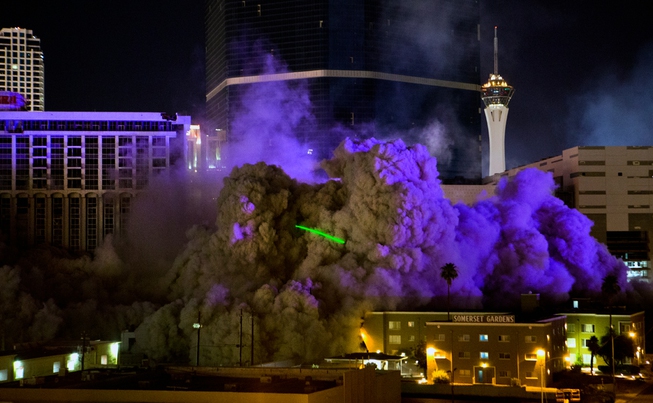 Riviera’s Monaco Tower Imploded - Dust billows as the implosion of the ...