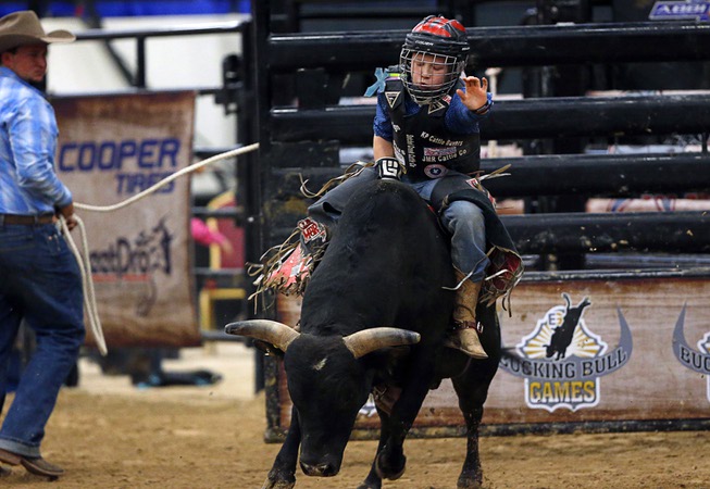 2017 Miniature Bull Riders World Finals - Blake Wilson rides during the ...