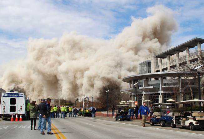 Implosion: Tallest building in Kentucky's capital demolished - Las ...