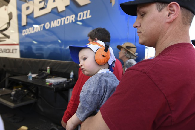 DENSO Spark Plugs Four-Wide NHRA Drag Race - Joe Costello holds his son ...