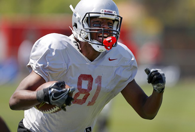 2018 Rebels Spring Showcase - Wide receiver Andre Collins Jr. shows his ...