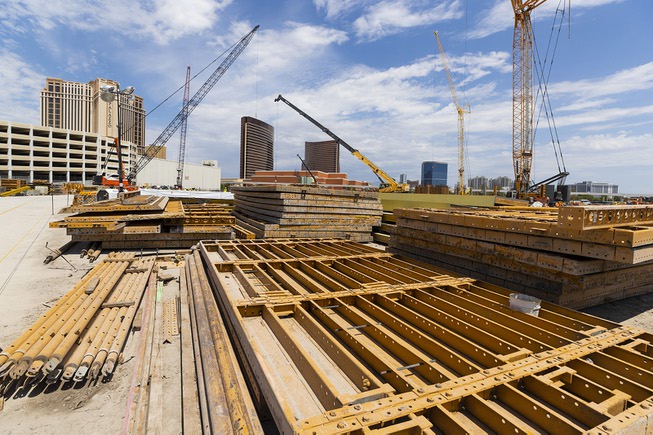 MSG Sphere Construction Site - Steel panels lay on the ground at the ...