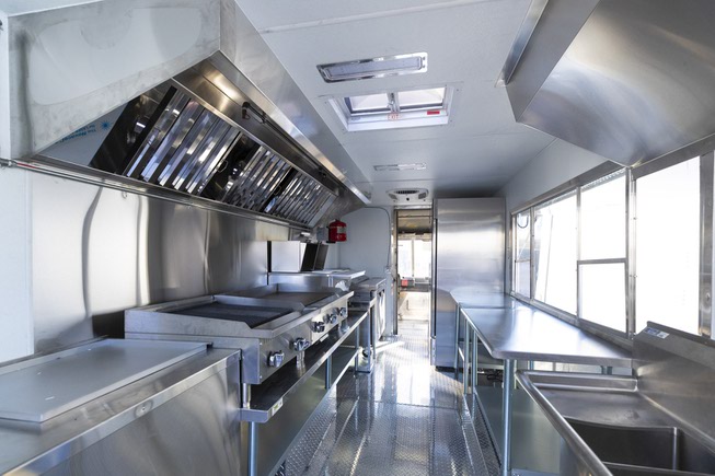 Ibarra's Food Trucks - An interior view of a custom made food truck is