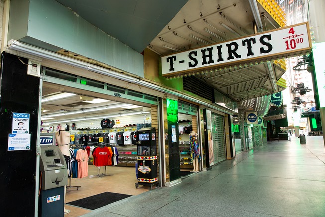 Fremont Street Experience Reopens - Various souvenir shop and kiosks ...