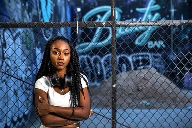 DJ Kelly - Dj Kelly poses in an alley in downtown Las Vegas ... -
