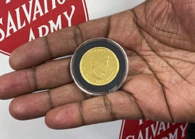 Gold Coin Donation Helps Salvation Army
