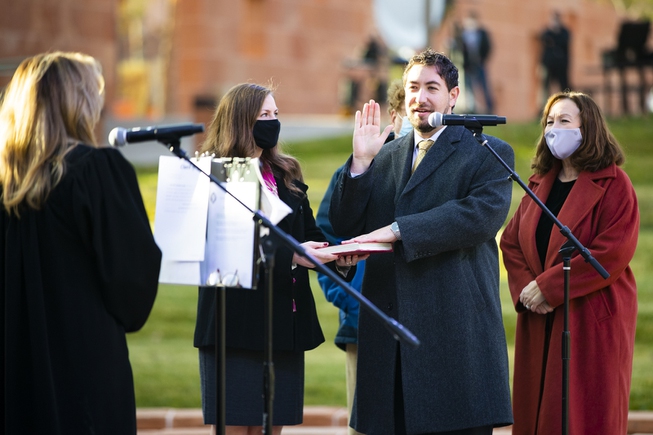 Clark County Commissioners Sworn In - Michael Naft, alongside his wife ...