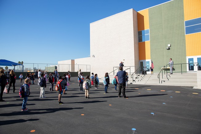 First Day of In-Person School - Students arrive at Rex Bell Elementary ...
