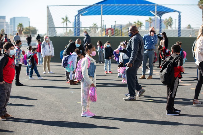 First Day of In-Person School - Students arrive at Rex Bell Elementary ...
