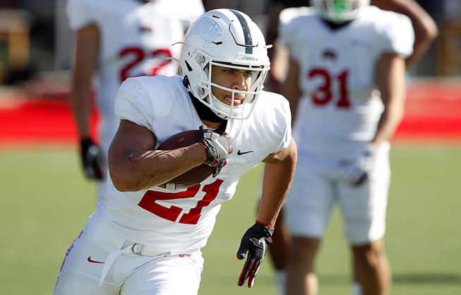 April 6, 2021: UNLV Football Practice - UNLV Rebels running back Spencer Briggs (21) during ...