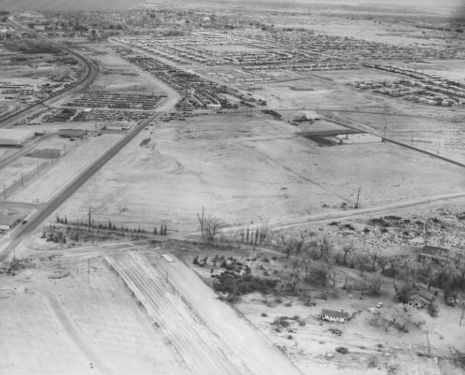 Historic Images of North Las Vegas - Aerial view of Kiel Ranch, also ...