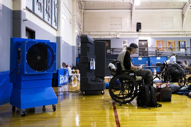 Cooling Shelter Opened for Homeless - Industrial fans help keep guests ...