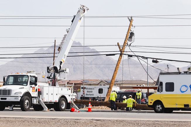 Downed Power Lines Close Boulder Hwy - Crews work on downed power lines ...
