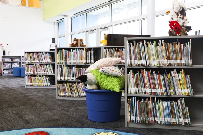 Newly Rebuilt George E. Harris Elementary - The library at at the newly ...