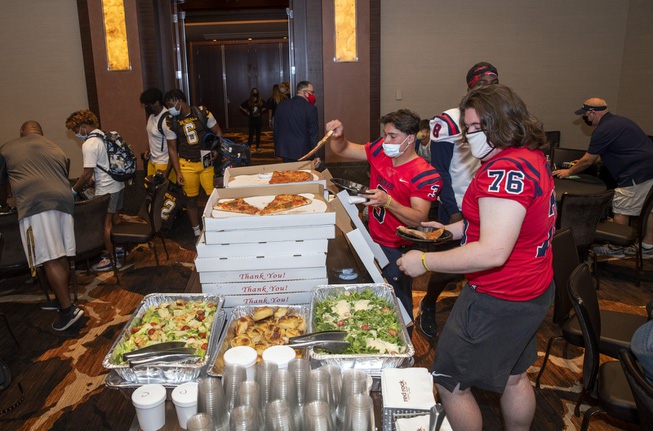 2021 High School Football Media Day - Coronado players get some lunch ...