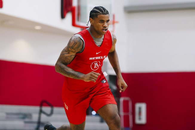 UNLV Rebels Practice - UNLV Rebels guard Luis Rodriguez (15) practices ...