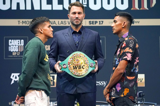 Canelo vs GGG: Final News Conference - Jesse Rodriguez, left, and ...