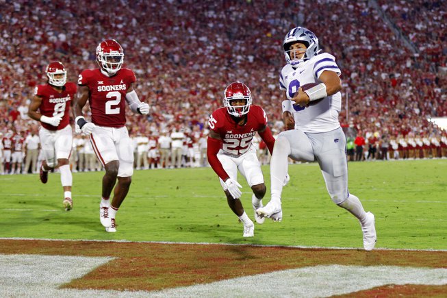 Martinez runs for 4 TDs, K-State stuns No. 6 Sooners 41-34 - Las Vegas ...