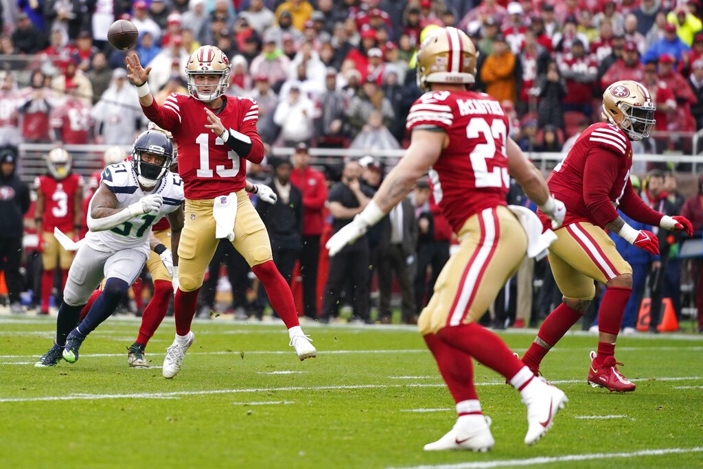 Purdy's 4 TDs lead 49ers past Seahawks 41-23 in playoffs - Las Vegas ...