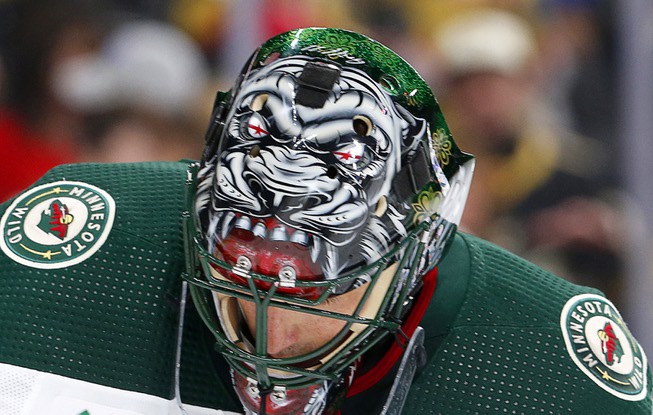 Golden Knights Defeat Wild, 4-1 - A view of Marc-Andre Fleurys helmet ...
