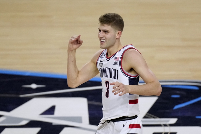 NCAA Tournament Finals - Connecticut guard Joey Calcaterra celebrates ...