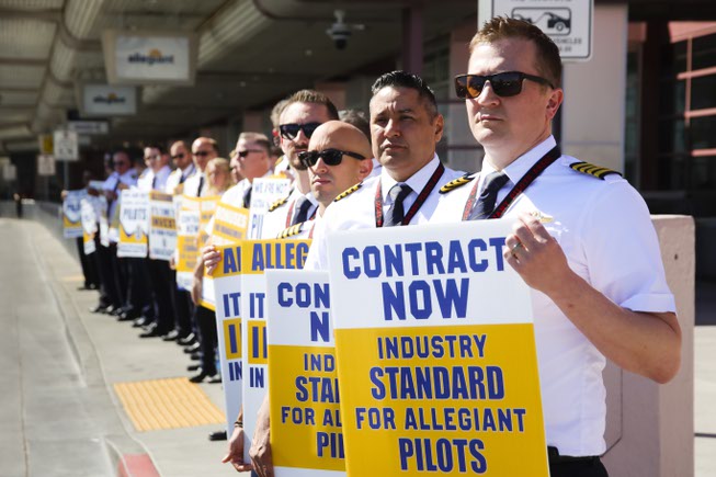 Allegiant Pilots Protest - Allegiant Air pilot Kurt Hanson, right ...