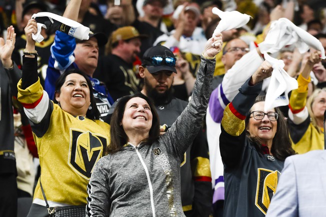 VGK Beats Jets, 4-1, in Game 5 - Vegas Golden Knights fans cheer as ...