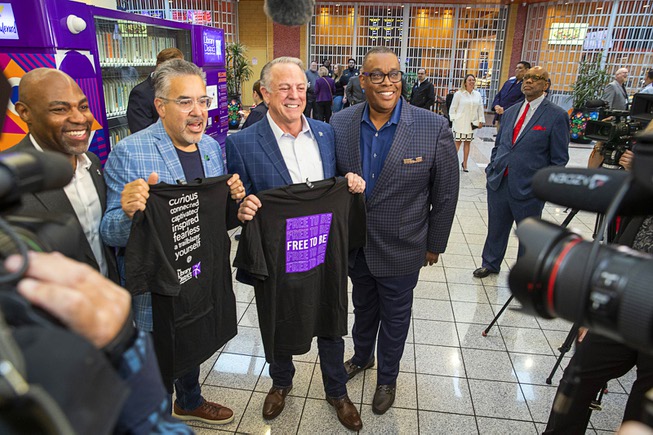 Library Machine Unveiled at Boulevard Mall - From left, Las Vegas-Clark ...