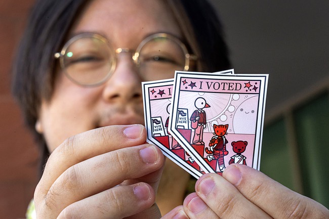 Vibrant ‘I Voted’ stickers at UNLV help promote participation in ...
