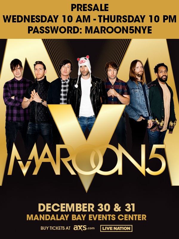 Enter to win tickets to Maroon 5 at Mandalay Bay Events Center - Las ...